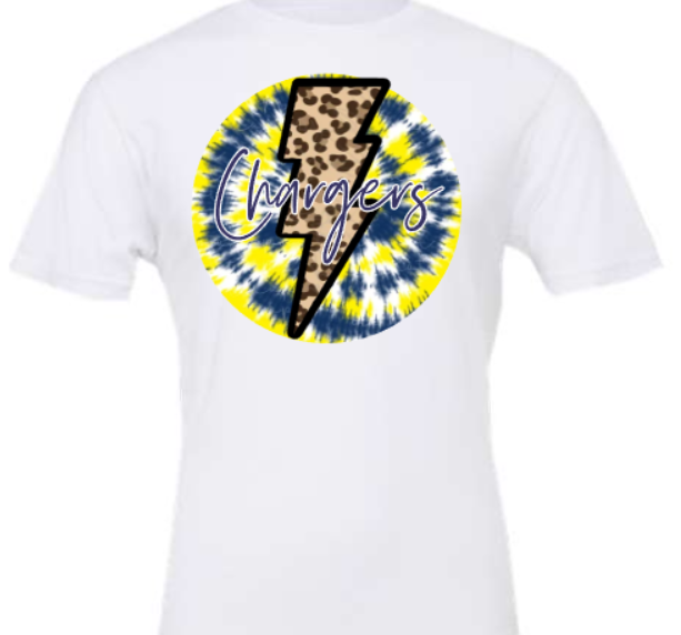 Edison Elementary Tie Dye Leopard Bolt Chargers Circle – www ...